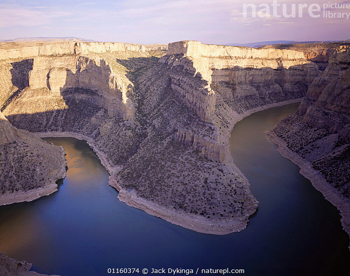 Stock photo of Evening light on the confluence of Bighorn Canyon and ...