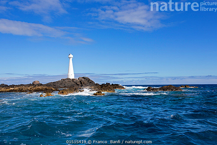 Stock photo of Small lighthouse at Formigas Islet, Azores, Portugal ...